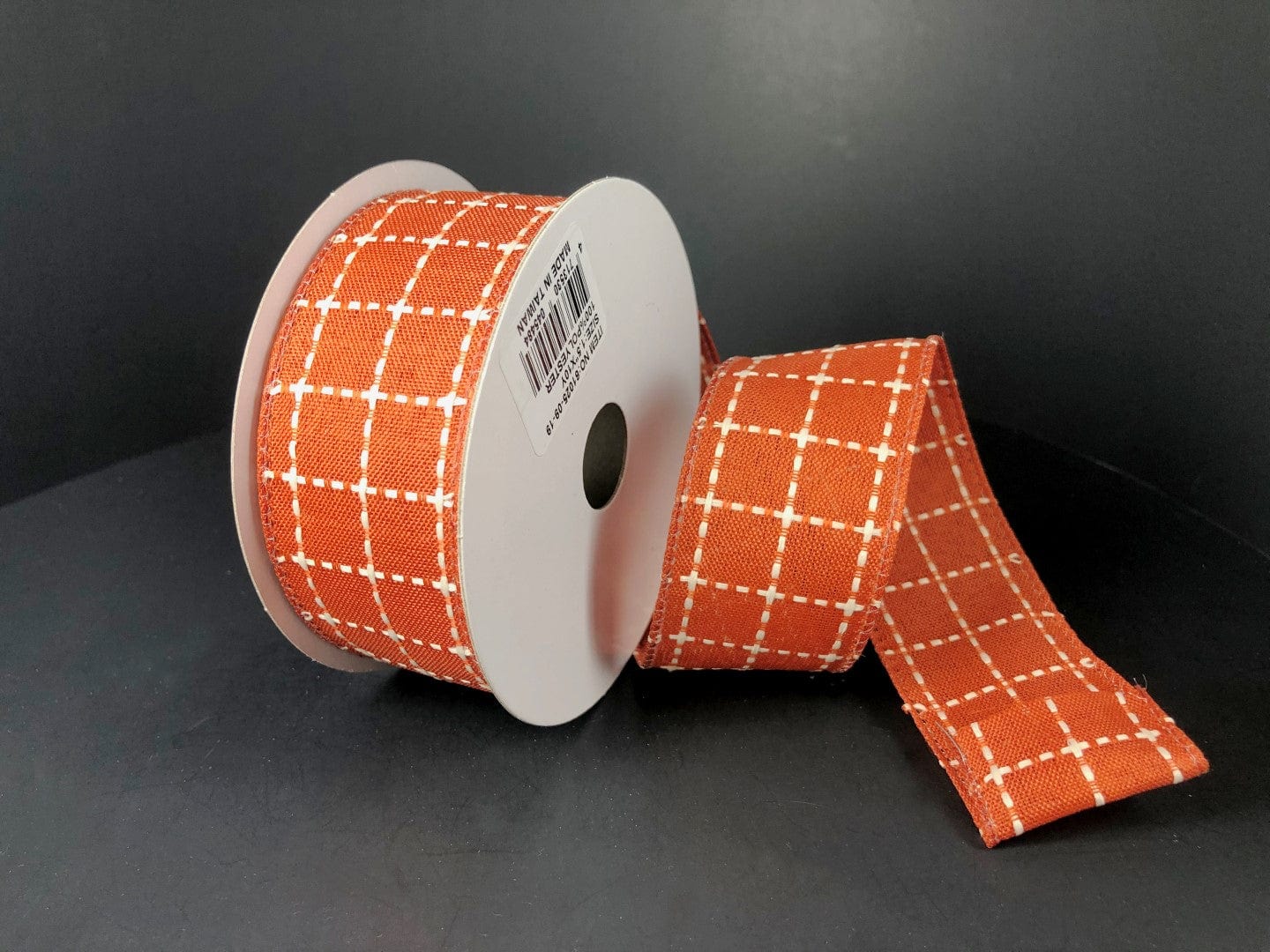 1.5" Stark Plaid Ribbon - Rust