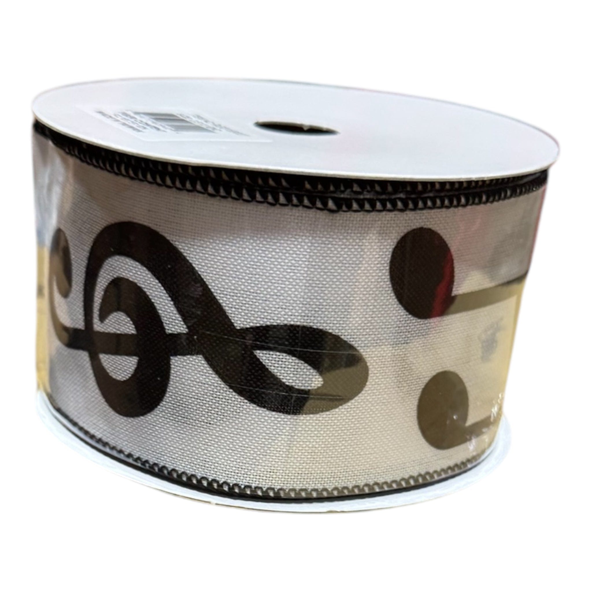 2.5" X 10YD Music Note Ribbon - Black/White