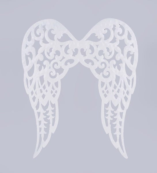 21"H Filigree Angel Wings - Shiny White