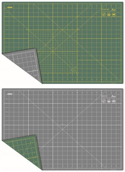 25"L X 19"W Rotary Cutting Mat - 3Mm - Green/Yellow, Grey/White